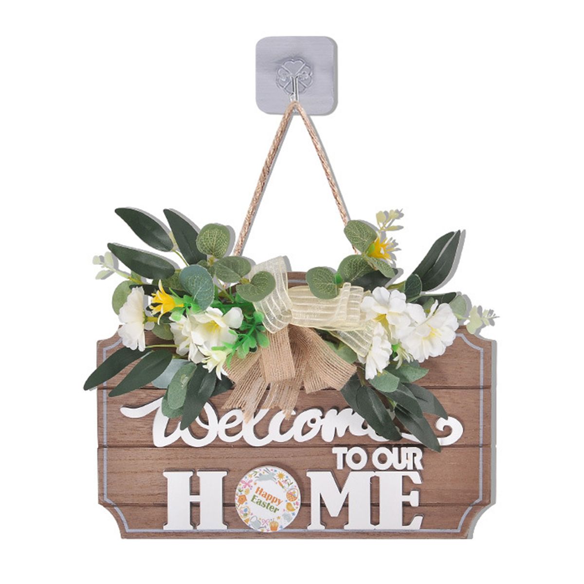 Wooden Welcome Home Sign Wall Hanging Craft with Flowers 14 Magnetic ...