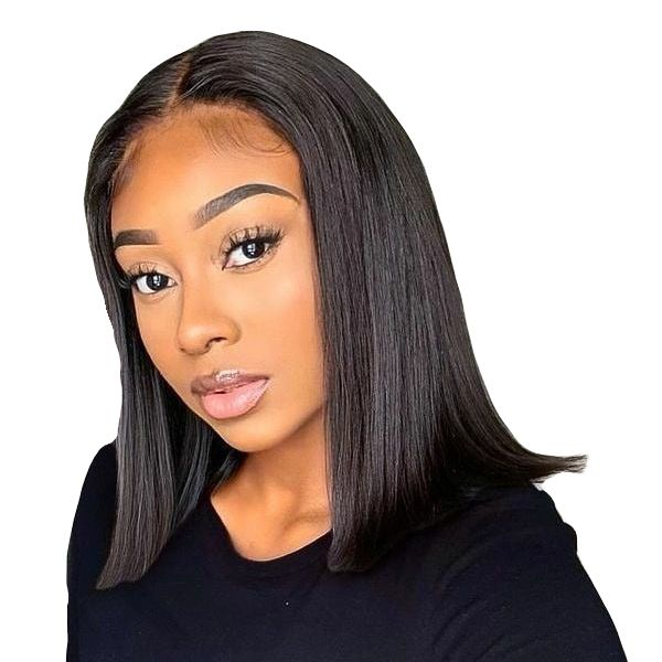 Glueless Full Frontal Bob Peruvian / Brazilian Human Hair Wig 12 inch ...