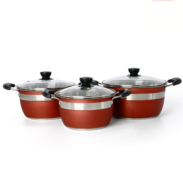 C&E 6-Piece Stainless Steel Cookware Set - 20/22/24cm, Double Bottom ...