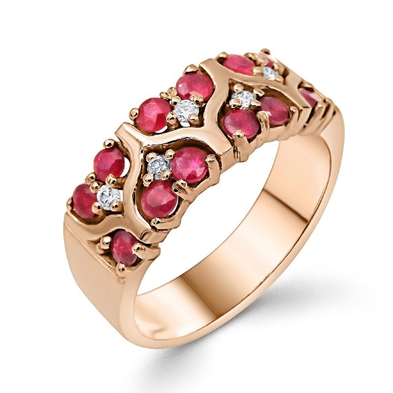 Morrisons Clarice 9k Rose Gold Natural Ruby Diamond Statement Ring ...