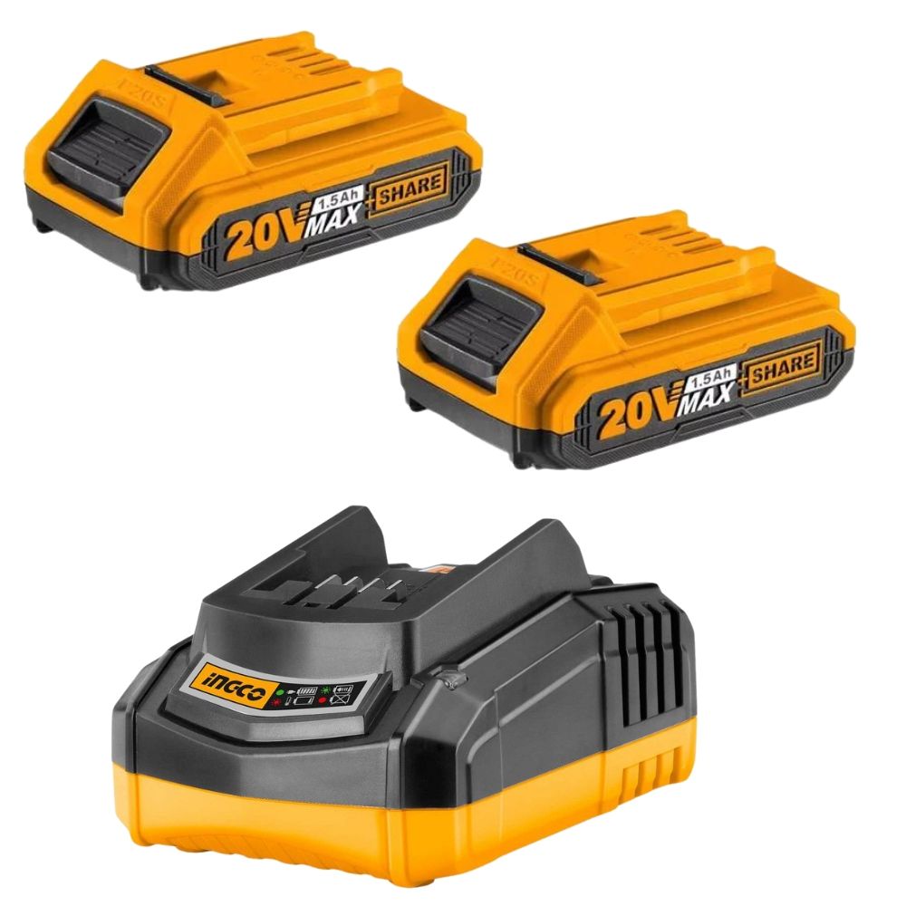 Ingco - Battery Pack Li-Ion (2x 1.5Ah) with Fast Intelligent Charger ...