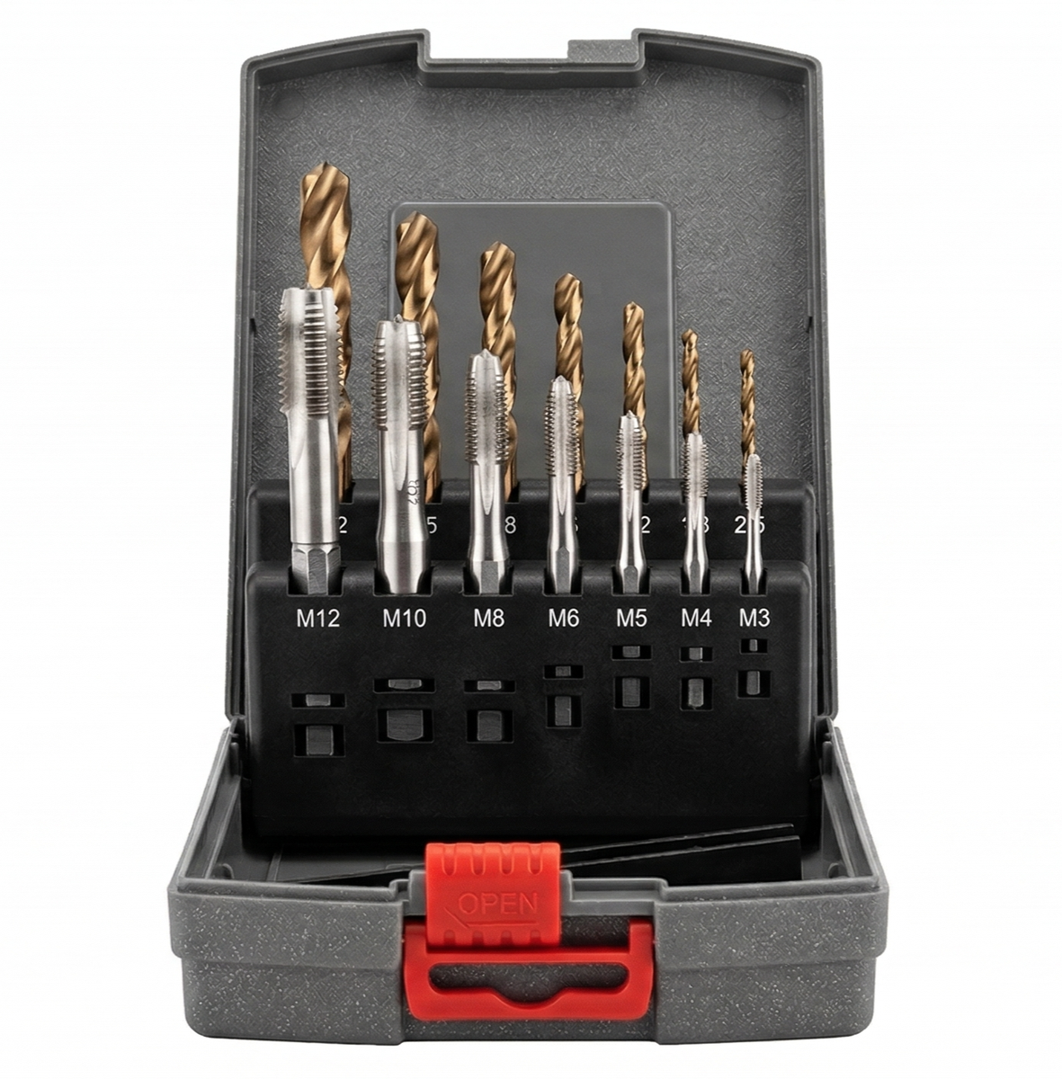 Hepyc Professional 14-Piece HSSE Cobalt Tap and Drill Bit Set (M3-M12 ...