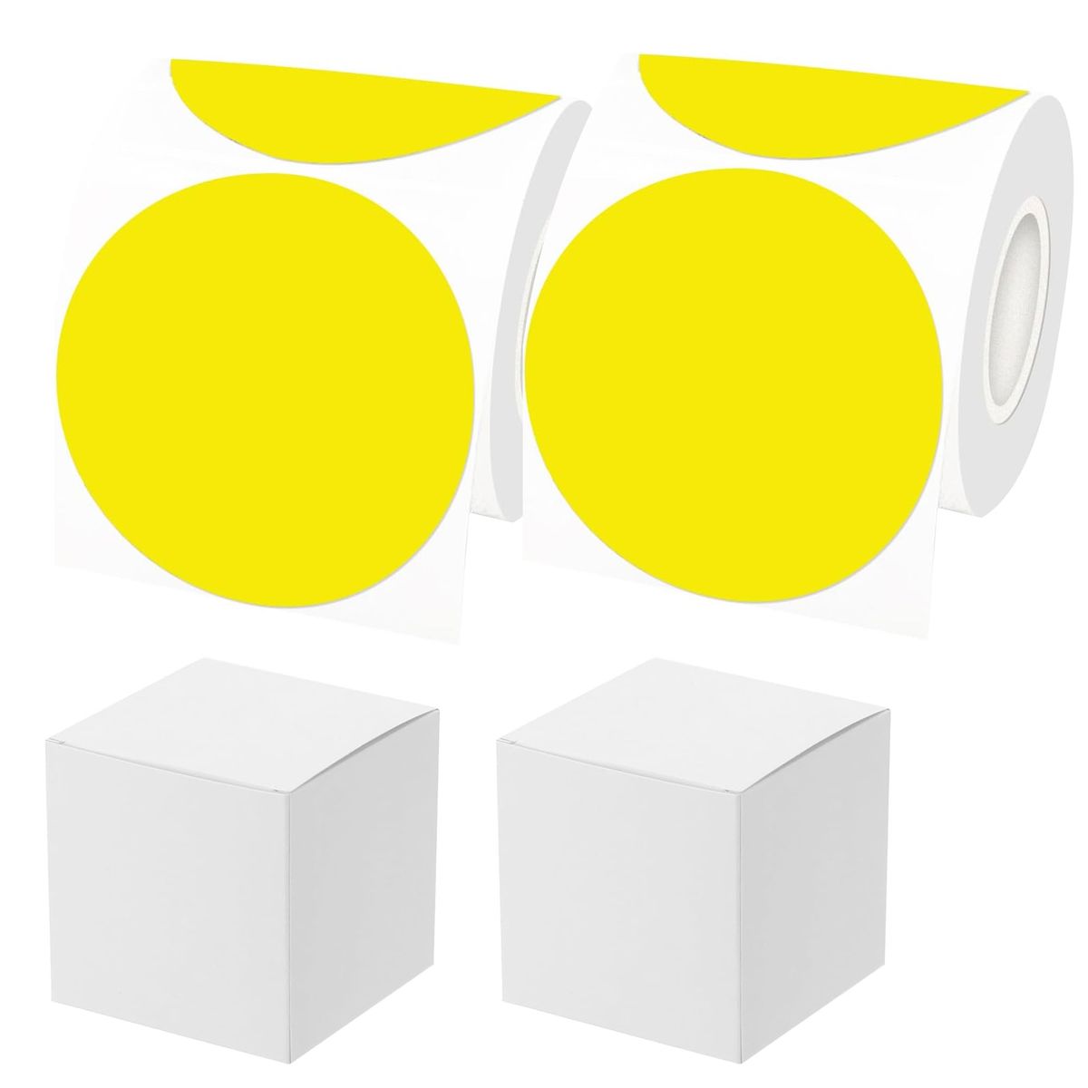 2 Rolls 50 x 50mm Yellow Round Thermal Labels Sticker 130 Sheets/Roll ...