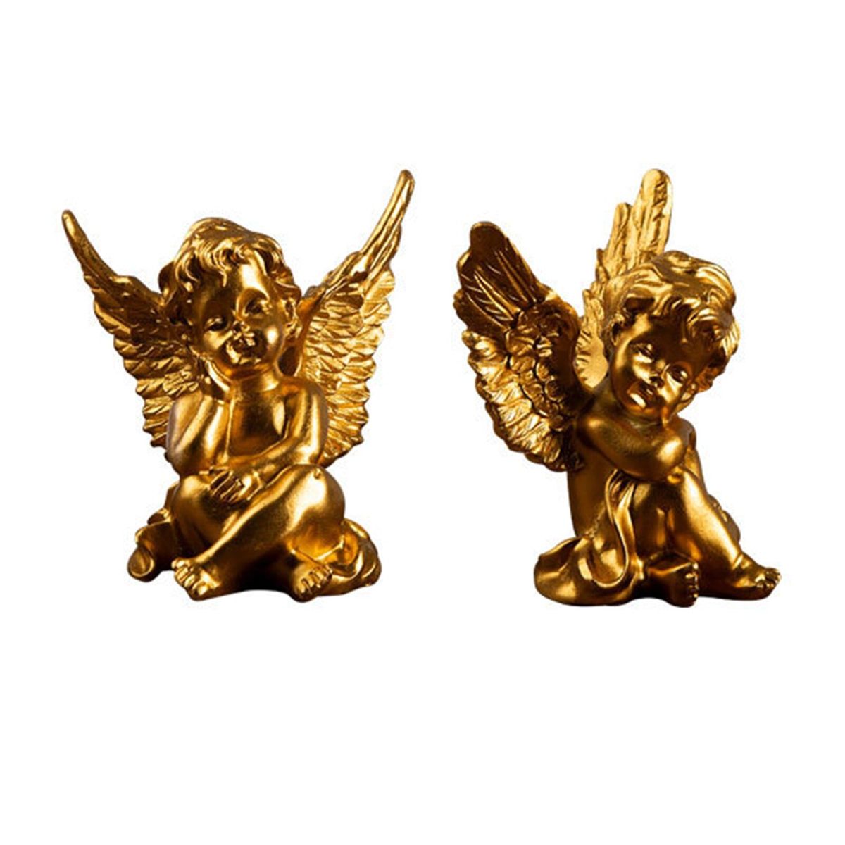 Decor Angel Cherub Resin Statue Sculpture Decorative 7cm Gold 2 Set ...