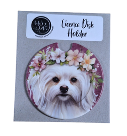 Dog & Flowers Licence Disk Holder - Cure White Maltese | Shop Today ...