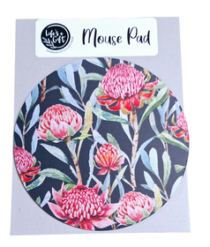 20cm Round Mouse Pad-Red Protea Bush with Leaves on Black | Shop Today ...