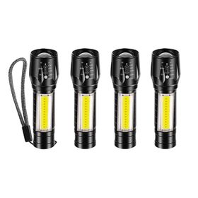 4 Pack Rechargeable LED Torch Mini Flashlight with XPE+COB Light | Shop ...