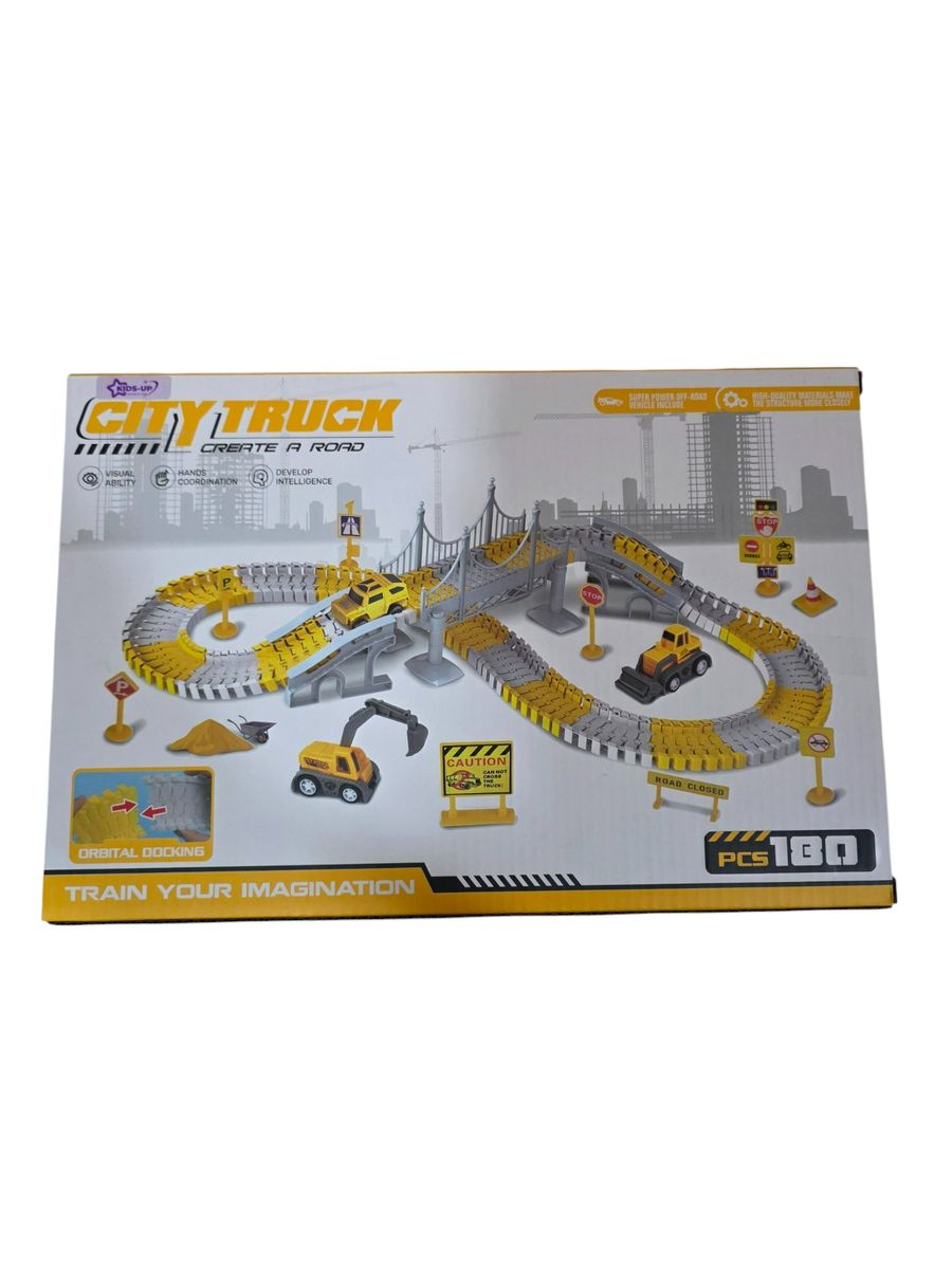 Kids-Up 180 Piece Track Toys For Kids Truck Flexible Track Set Electric ...