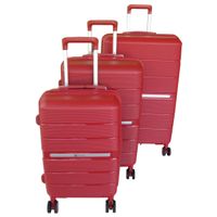Mooistar Unbreakable Travel Luggage 3 Piece Suitcases Spinner - Red ...