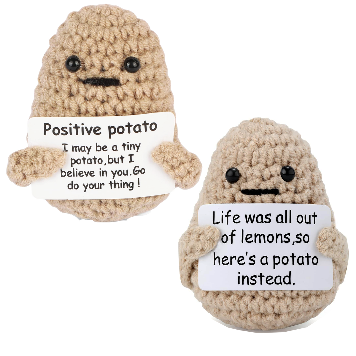 2 Pack Mini Funny Positive Potato Cheer Up Gift Toy Knitted Crochet ...