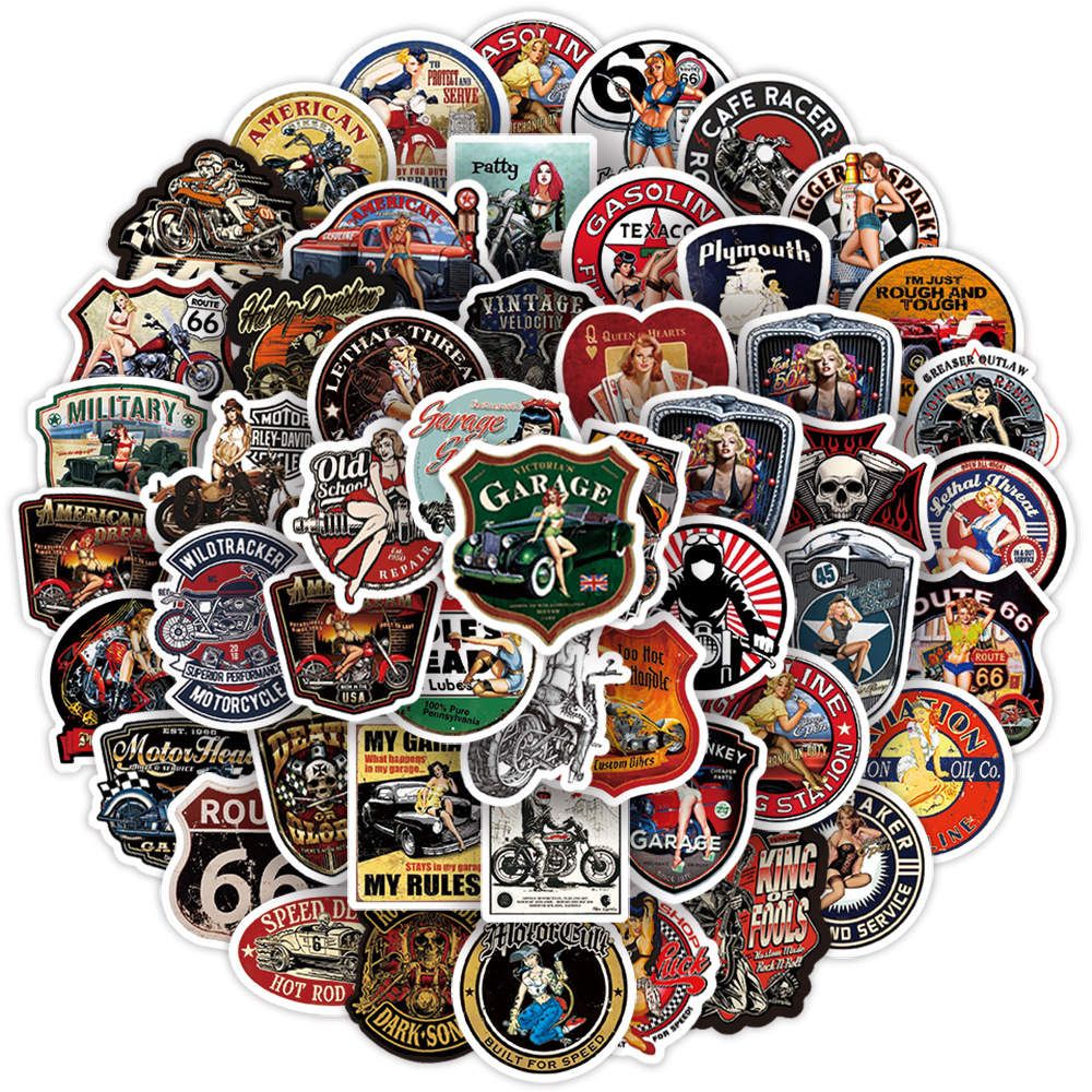 Custom Retro Lady Motorcycle Sticker Mix-100 Piece | Shop Today. Get it ...
