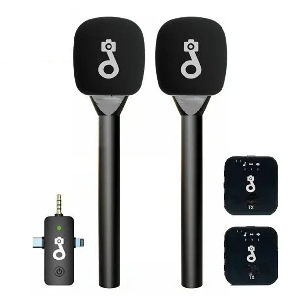 Wireless Interview Microphone Double Dual Lavalier Mic For Vlog ...
