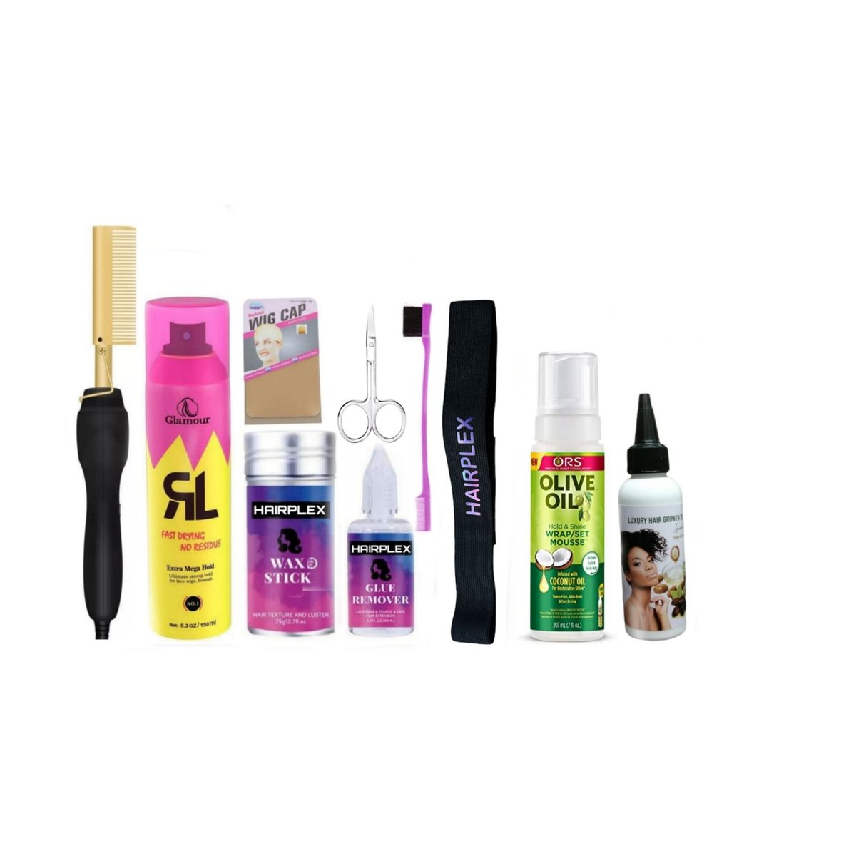 Brazilian Wigz Styling Combo With Band & Glamour Spray, Mousse & Serum ...