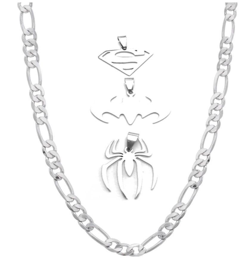 Stainless Steel Superhero Pendants and Figaro Chain to Mix and Match ...