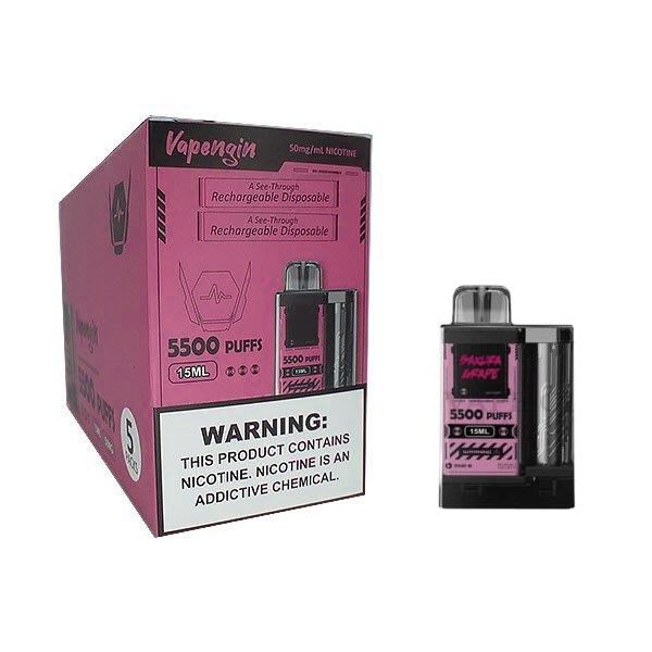 Vapengin Rechargeable Disposable Vape 50mg - Sakura Grape - Box of 5 ...