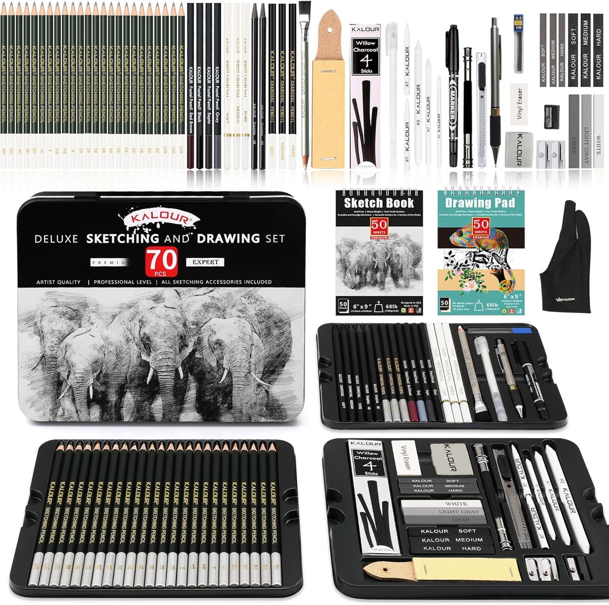 KALOUR 72 Sketch Drawing Pencils Kit with Sketchbook /3-Color Drawing Paper | Shop Today. Get it ...