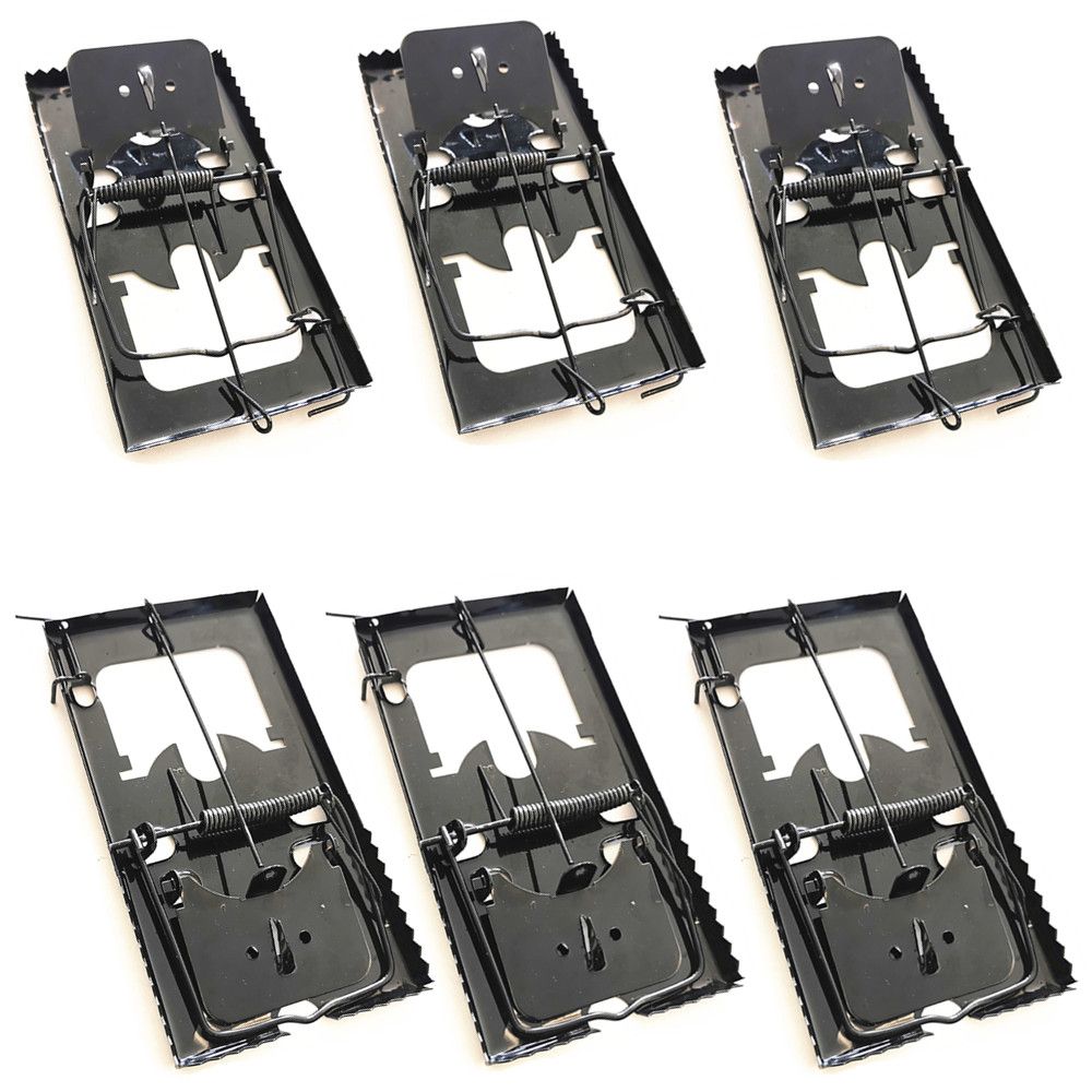 6x Mouse Trap Traditional Rat Trap Snap Trap For Rats - Black Metal ...