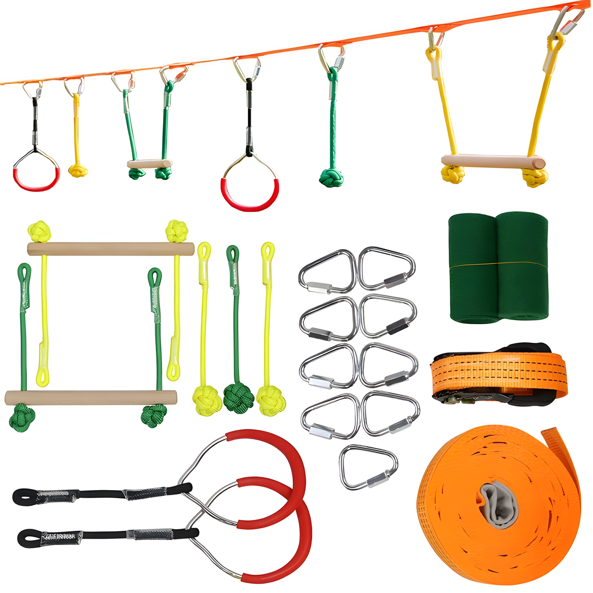 Slackline Monkey Bar Kit Kids Outdoor Tree Hanging Obstacles Line Set ...
