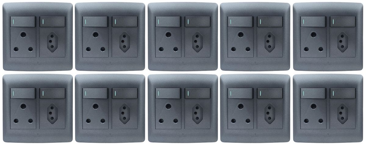 Hello Today Metallic Black Single Plug with Euro Socket - 10 Pack ...