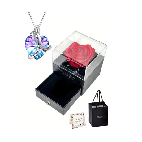 I love you rose box necklace store