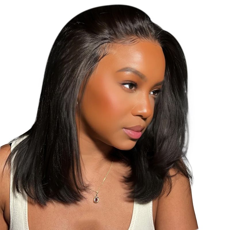 14In Full Frontal Lace Bob Glueless Wigs Straight Human Hair ...