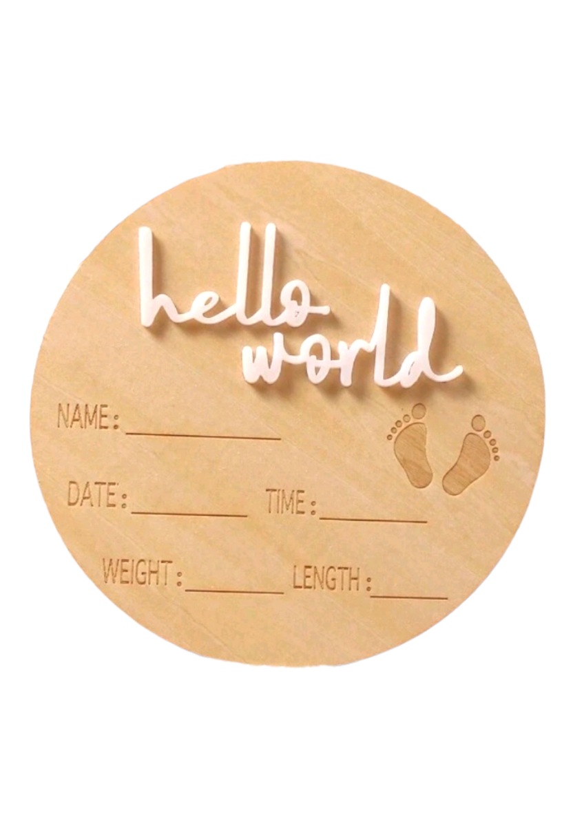 Hello World Wood Engraved Birth Announcement Plaque | Shop Today. Get ...