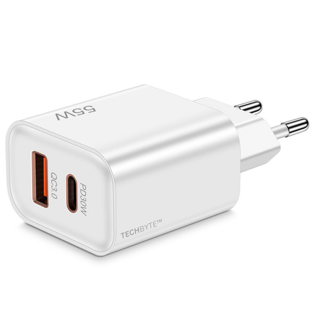 TechByte USB Wall Charger/Adapter - 55W - Dual Ports - Rapid Charge ...
