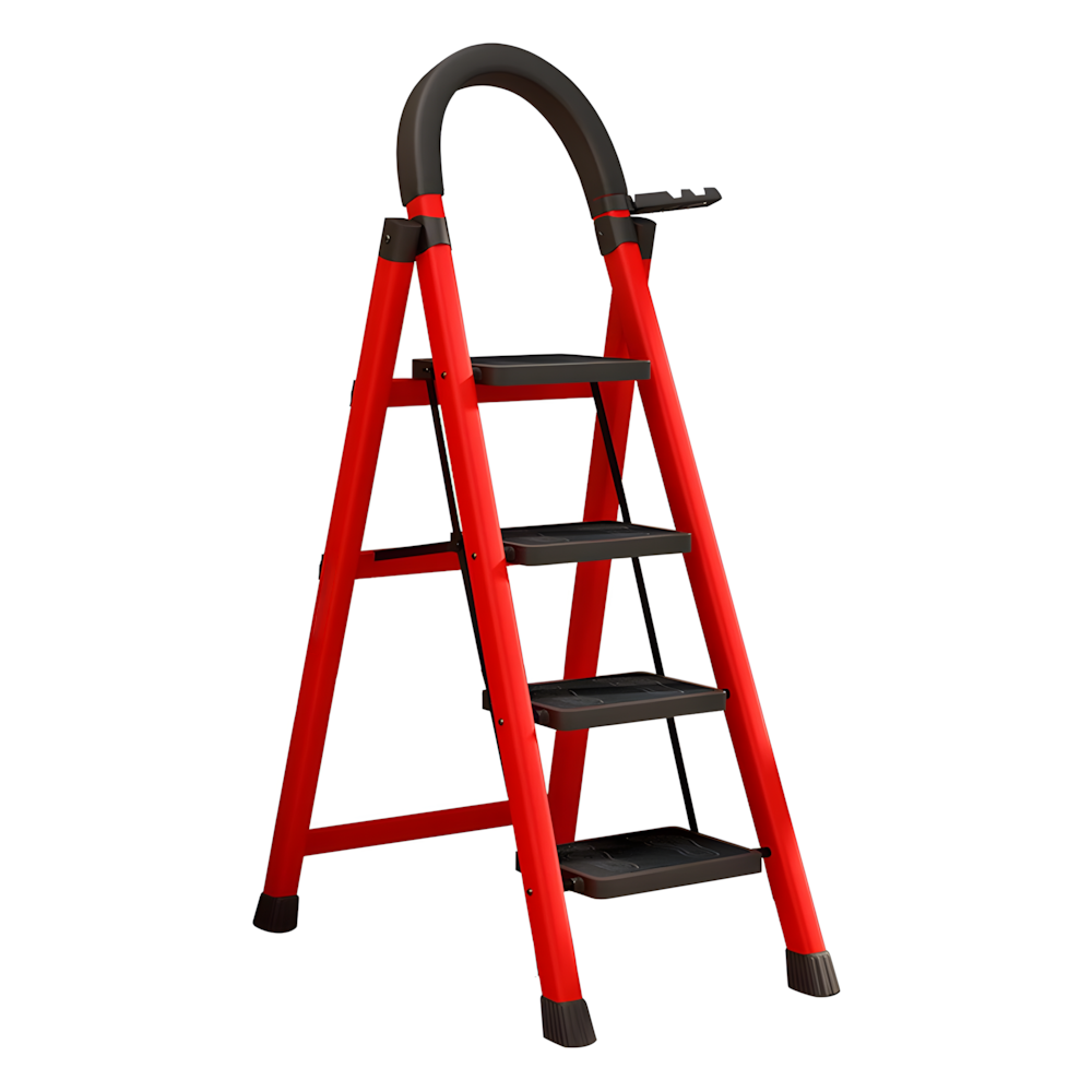 Round Headed 4 Step Ladder,Folding Step Stool,with Safety Buckle Tool ...