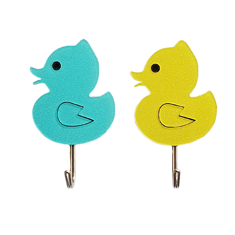 Adhesive Acrylic Wall Hooks - Ducks Shape - Blue & Yellow - 2 Piece ...