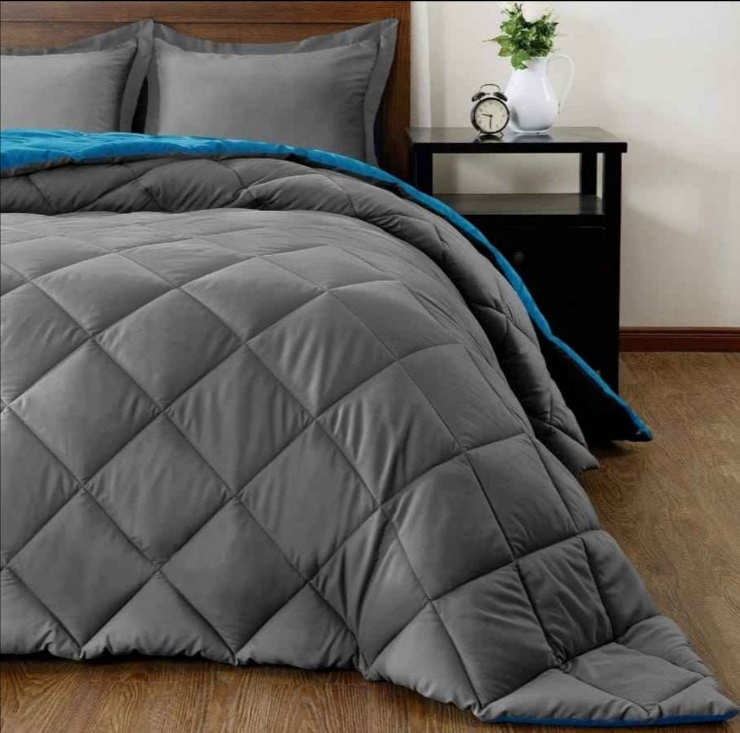 Stunning Grey And Blue 5 Pieces Reversible Comforter Lightweight Set ...