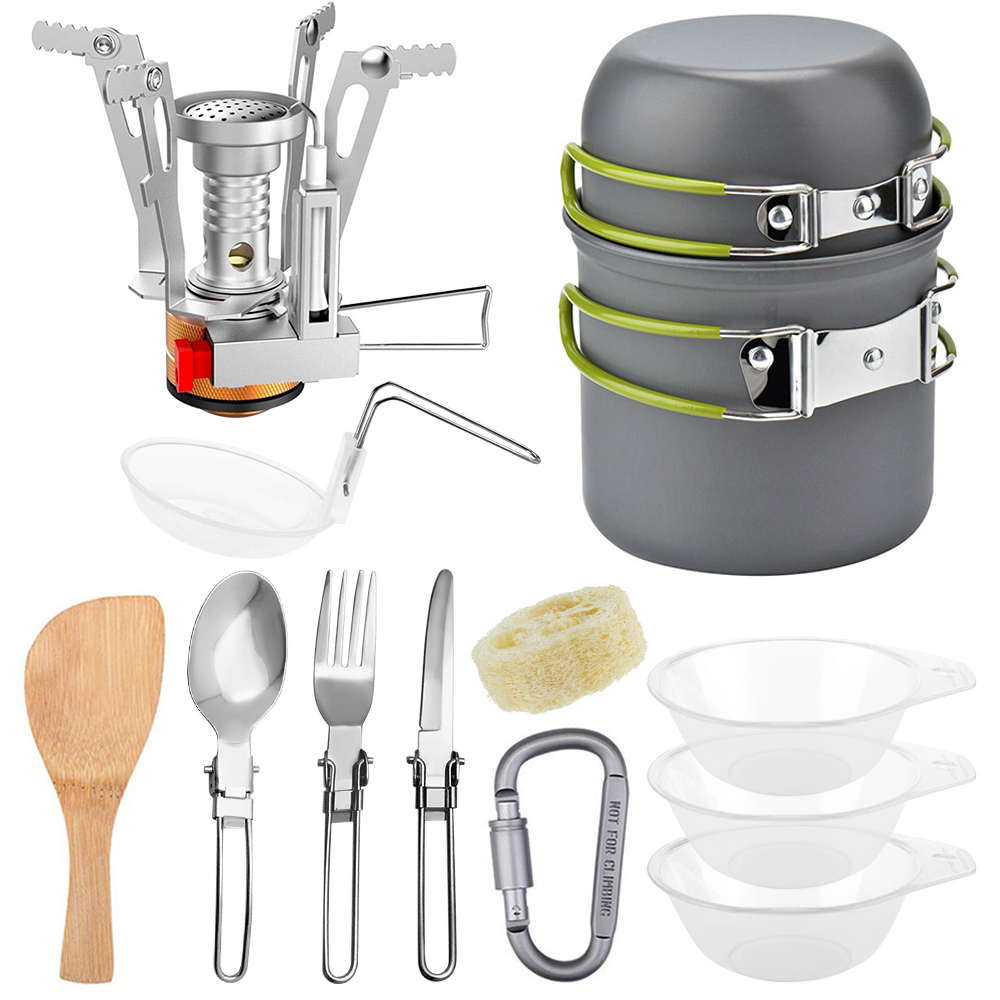 13 pcs Ultra-Light Portable Outdoor Camping Cookware Stove Cultery Set ...