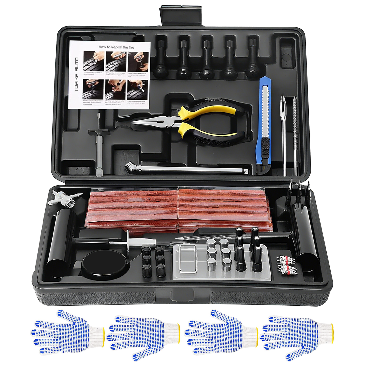 TopikaAuto 102 Pieces Heavy Duty Car Tire Repair Kit, Car Tire Plug ...