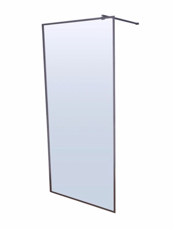 Shower Screen Walk in Panel Black Framed Clear Glass Size 1200mm X ...