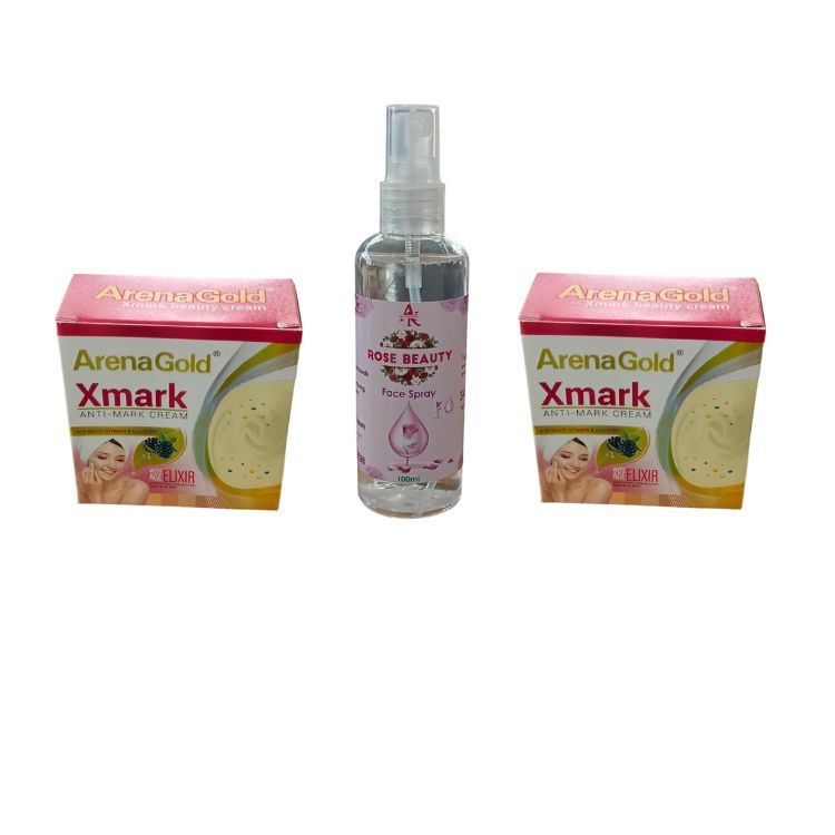 2 x Arena Gold Xmark Cream with Alkaram Rose Beauty Face Toner Spray ...