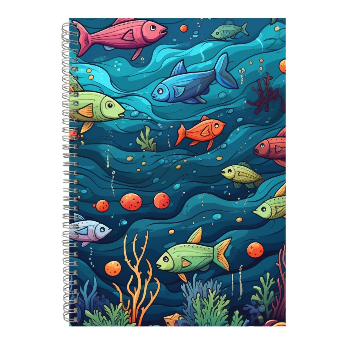 Fish A4 Notebook Pad Ocean Blue Lovers Trendy Graphic Birthday Present ...