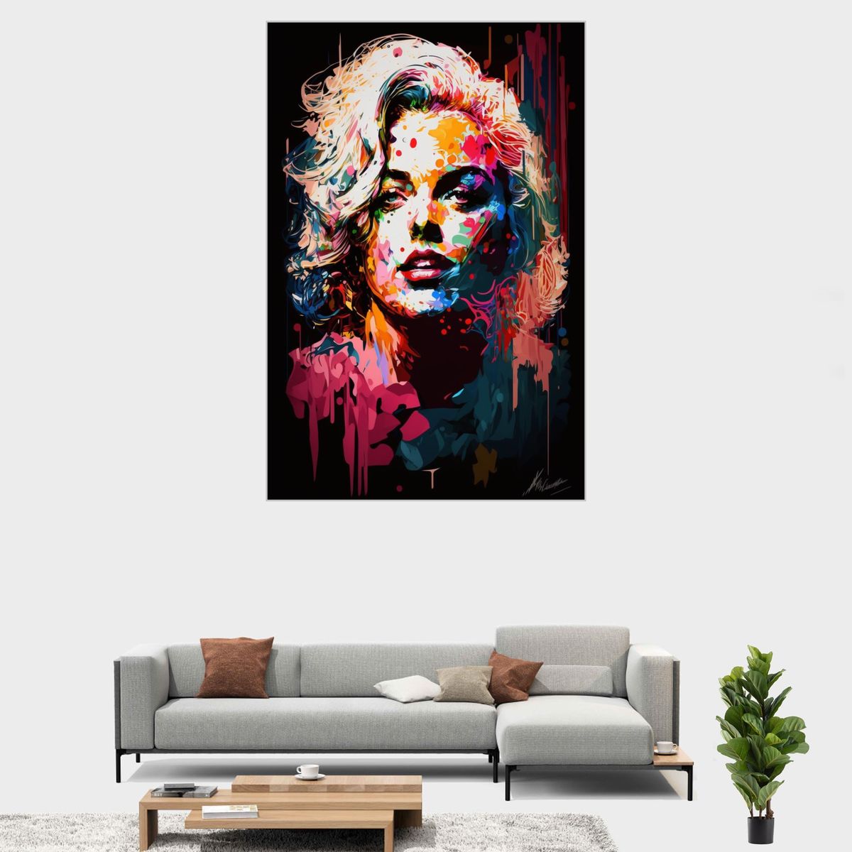 Canvas Wall Art - Premium - Marilyn Monroe Abstract Painting Full Image ...