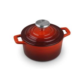 La Cocina 14cm Cast Iron Round Mini Pot - 0.95 Liter - Red | Shop Today ...