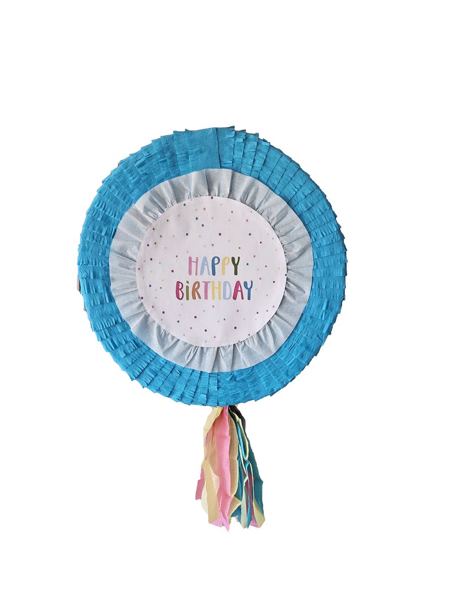 Light Blue & White Happy Birthday Round Pinata | Shop Today. Get it ...