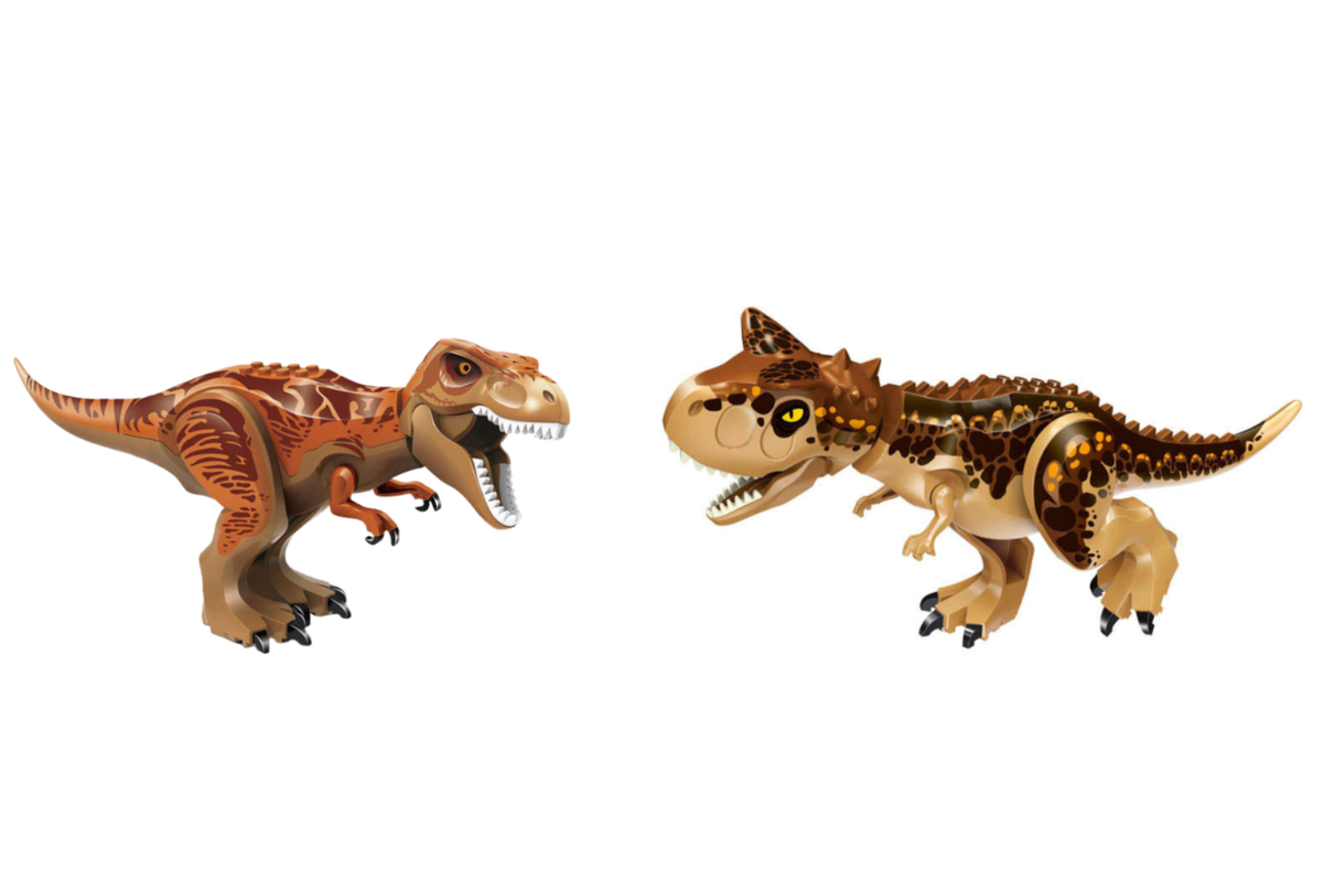 Dinosaur Building Blocks Figurine Toy, Carnotaurus & T-Rex 28cm Pack of ...