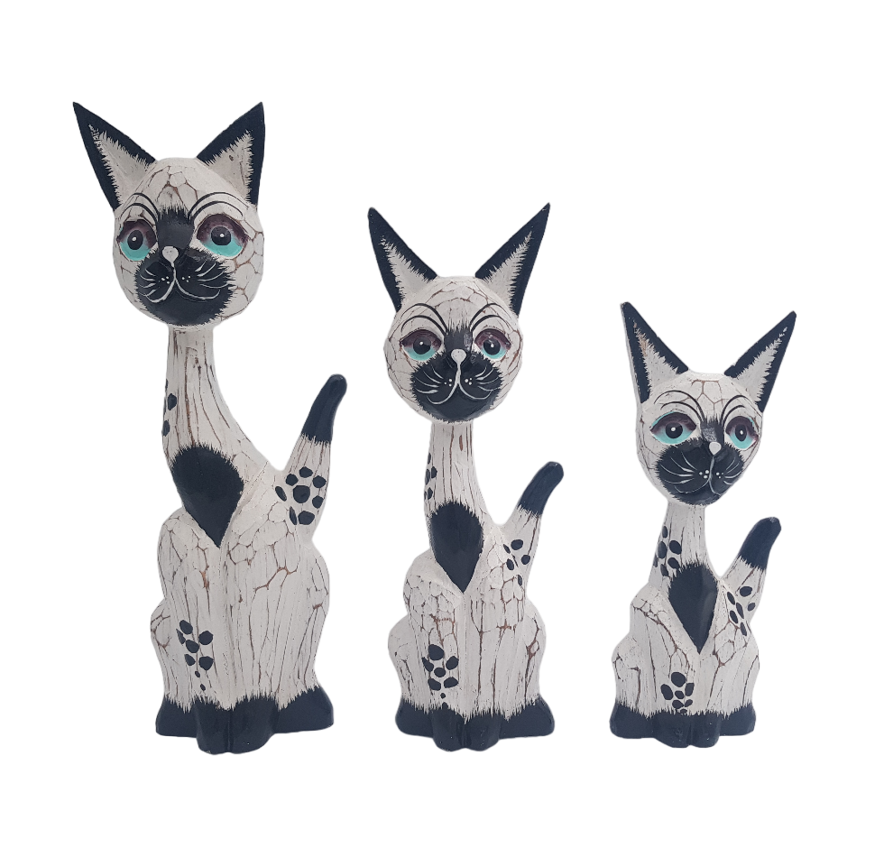 Cats set of Three - Bali Handcraft Wooden 30cm | Shop Today. Get it ...