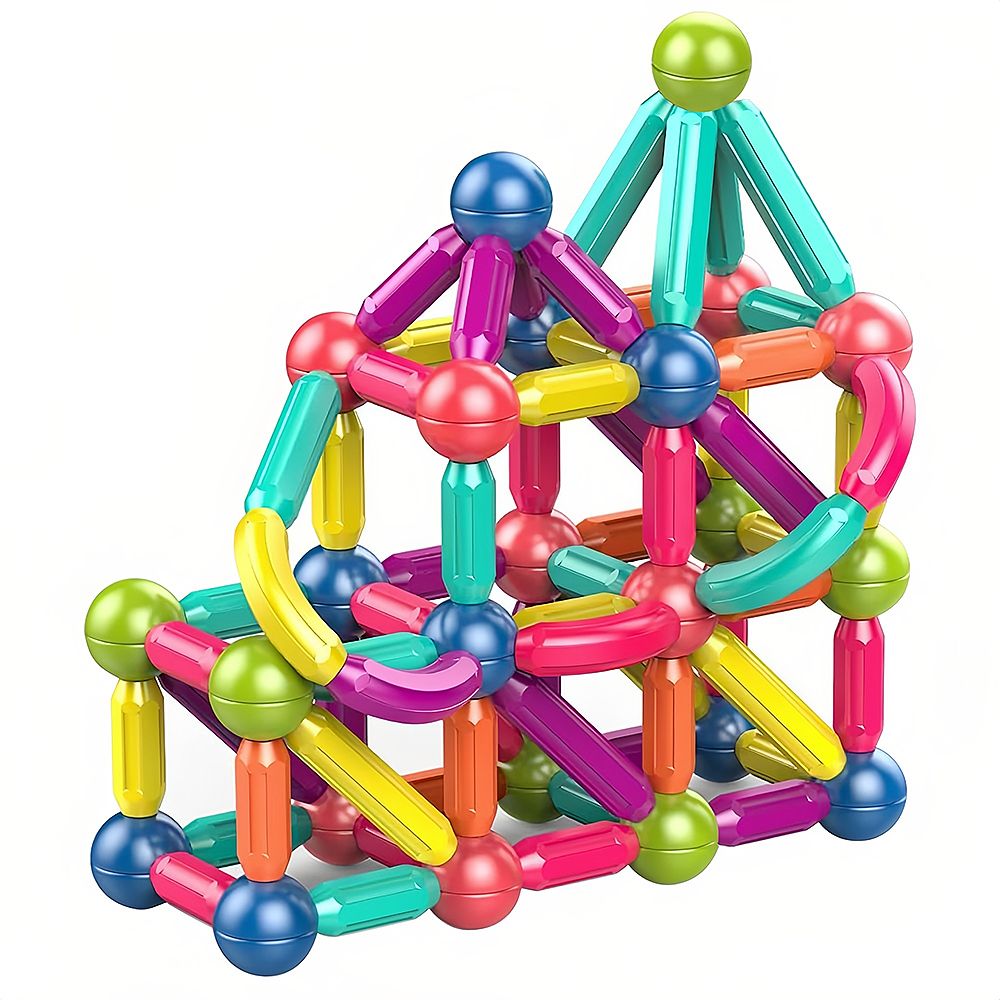 64 Pieces Magnetic Sticks and Balls Building Set | Kids Educational Toy ...