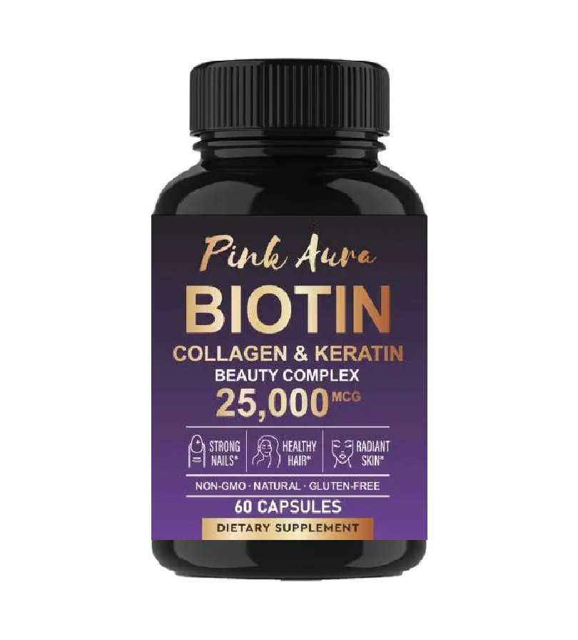 Pink Aura Biotin, Keratin, Collagen, Hair Skin & Nails Beauty Complex ...