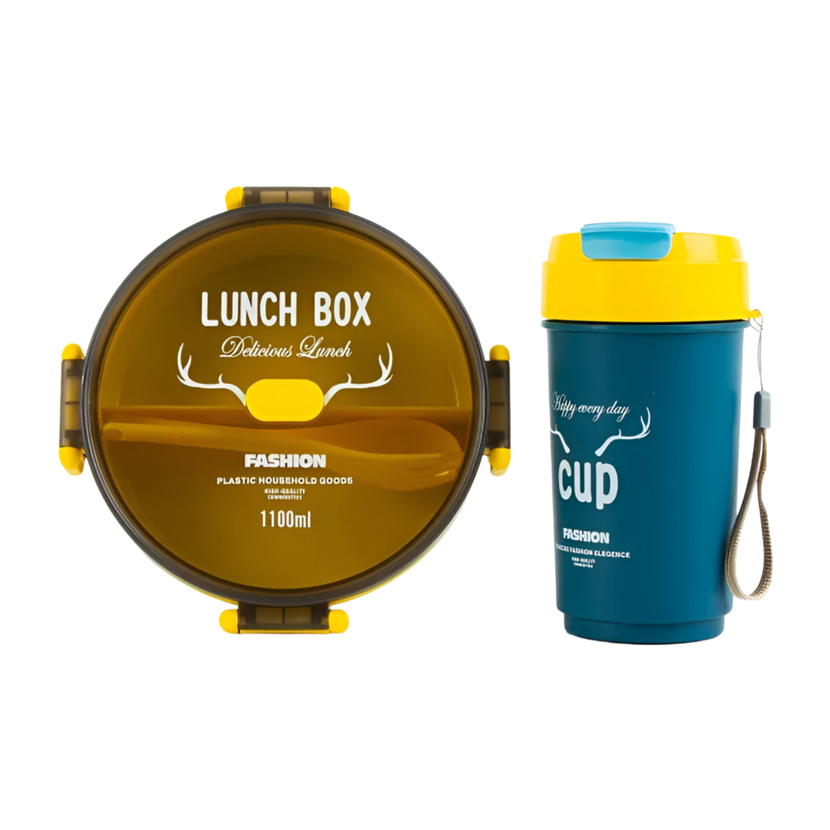 1100ml + 500 ml Round Lunch Box Set With Water Cup, Spoon And Fork | Shop Today. Get it Tomorrow ...