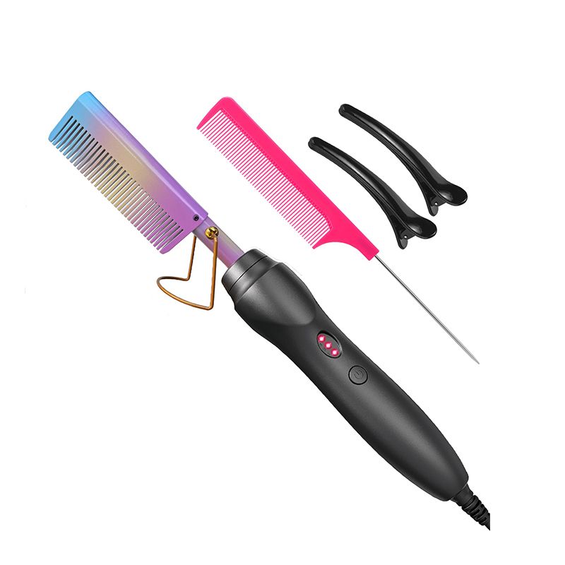Hot Comb Hair Straightener Heat Pressing Combs-Gift 5 in 1-Rainbow ...