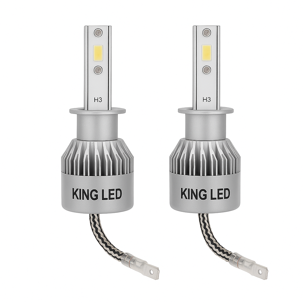 King LED C6 H3 Headlight Bulb - 3600 Lumens, 12 V, 6000 K Cool White ...