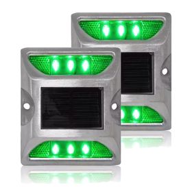 Solar LED Road Stud Light & Reflectors Metal Body | Flashing GREEN ...
