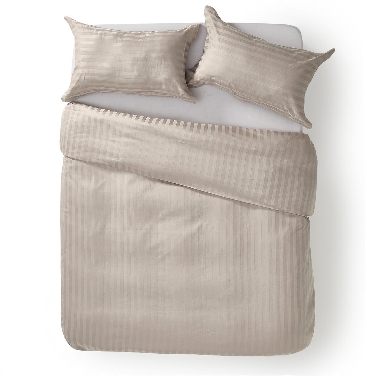 George & Mason - 300 TC Sateen Stripe Duvet Cover Set - Stone | Shop ...