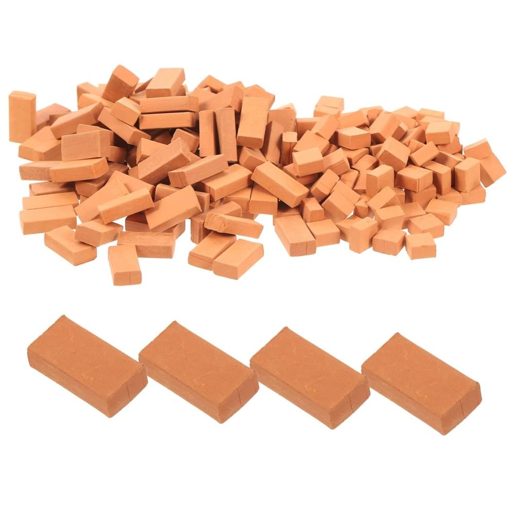 Craft Red Wall Model Miniature Building Bricks (1.6cm) - 100 Pieces ...