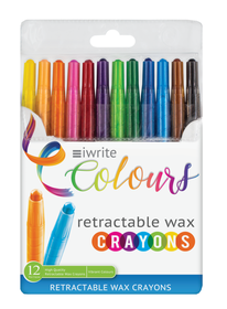 iWrite Colours Retractable Crayons - Assorted Pack of 12 - Twist to ...
