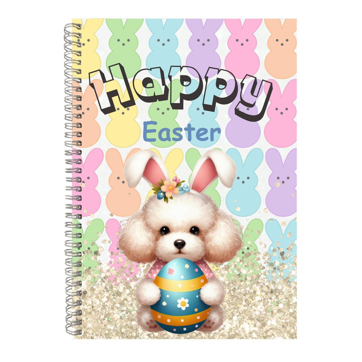 Poodle Pup A4 Notebook Spiral Lined Dog Easter Graphic Notepad Present ...